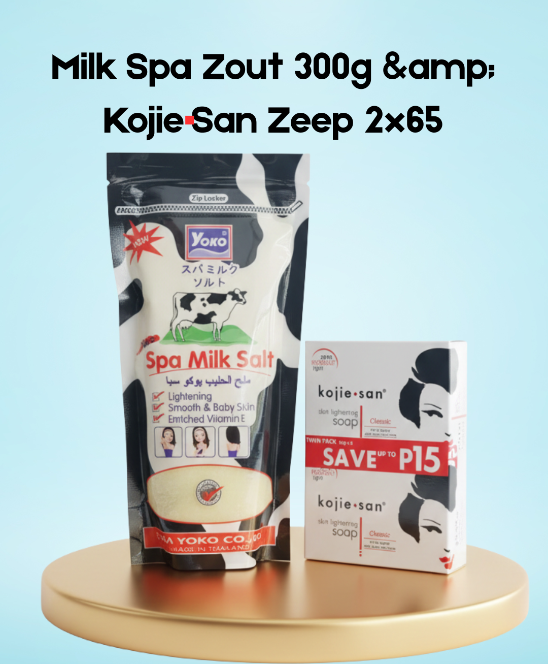 Milk Spa Salt 300 g & Kojie San Soap 2×65 g – Paquet complet et hy ...